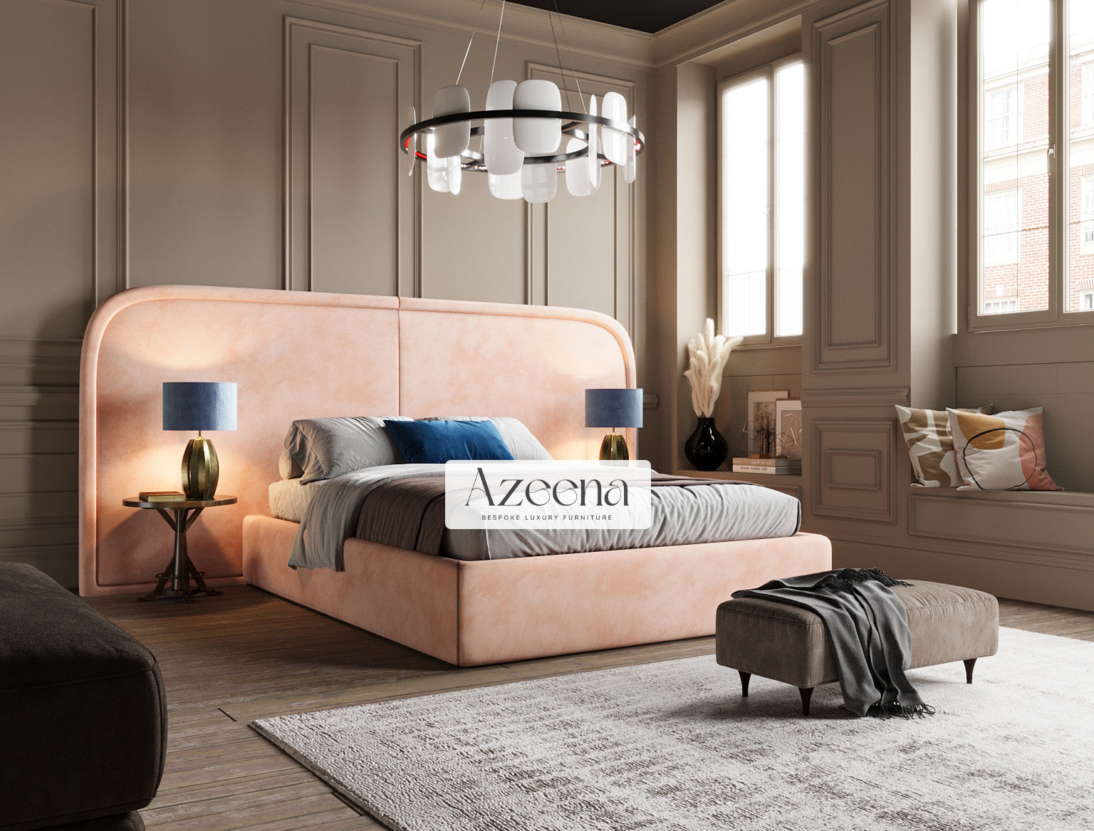 Clove Extended Wide Headboard Curve Bed With Optional Storage – Azeena